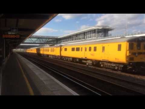 Network rail DBSO leads a test train through Ashford. - YouTube
