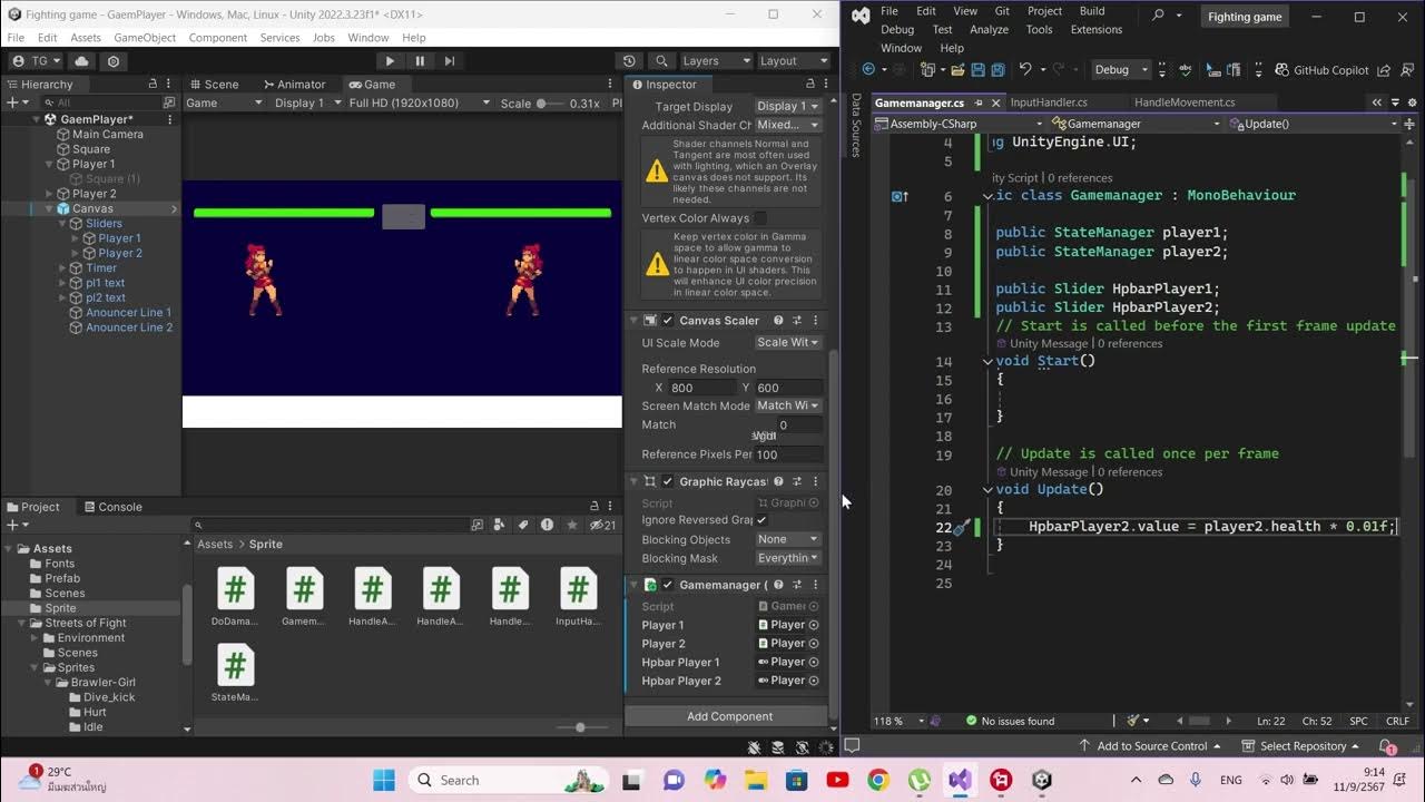 Unity Fighting game Coding UI and Win part 04 - YouTube