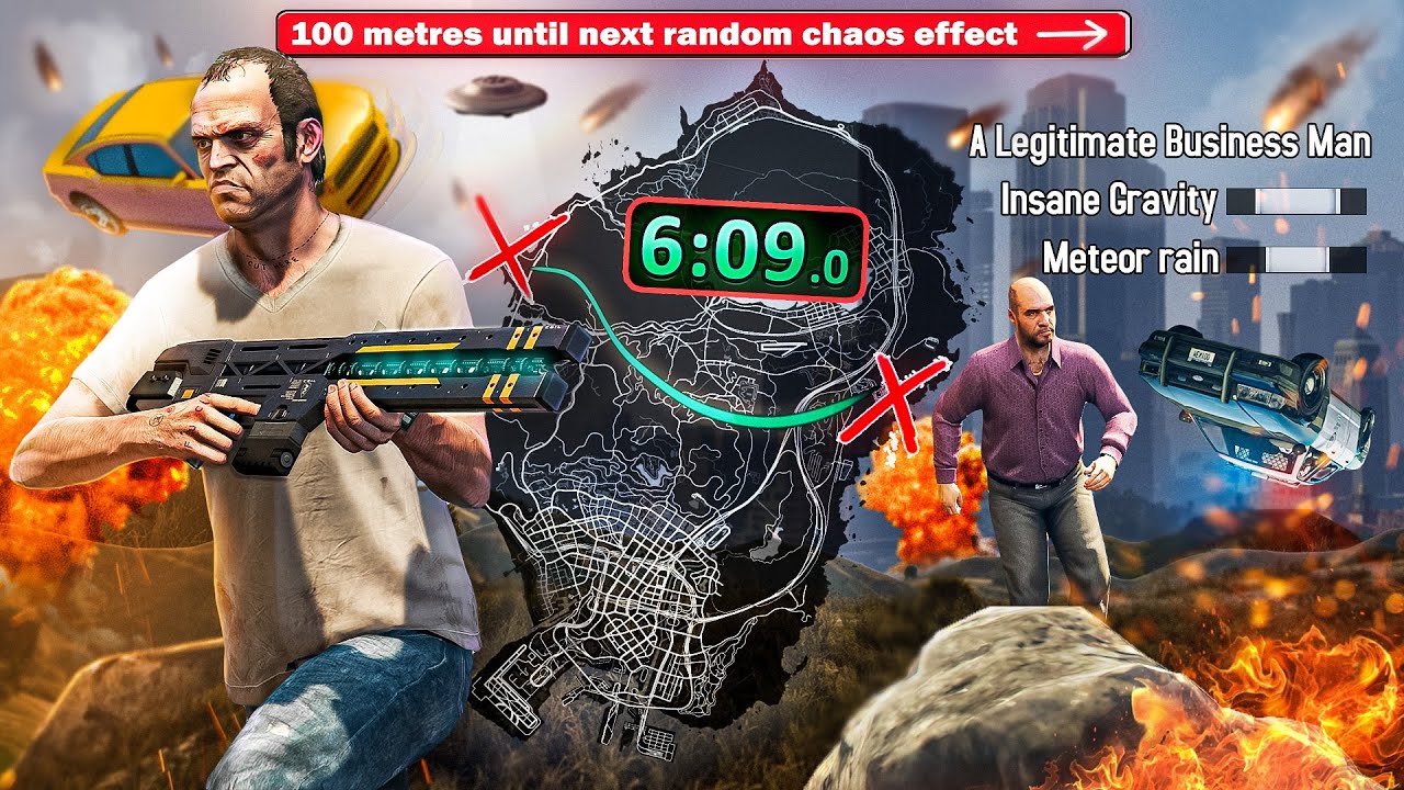Every 100 Metres Causes Random CHAOS Effect! Can I Cross GTA 5? #1 ...