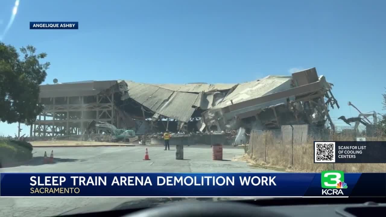 Watch part of Arco Arena come down as demolition continues - YouTube