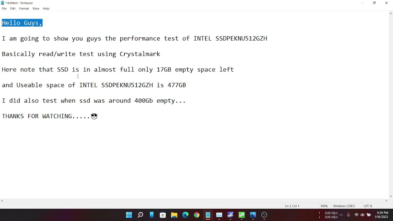 SSD Performance Test INTEL SSDPEKNU512GZH PCIe 3.0 x 4 - YouTube