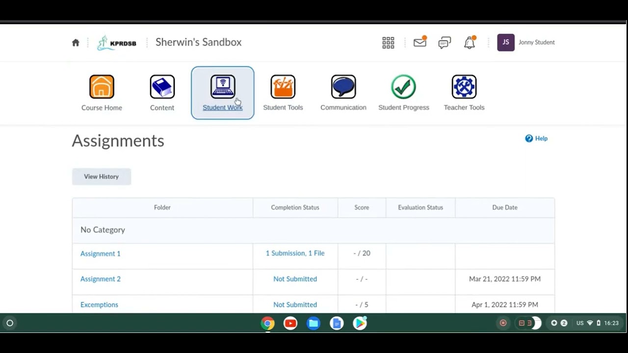 D2L Brightspace Student Google Doc Chromebook Assignment Submissions ...