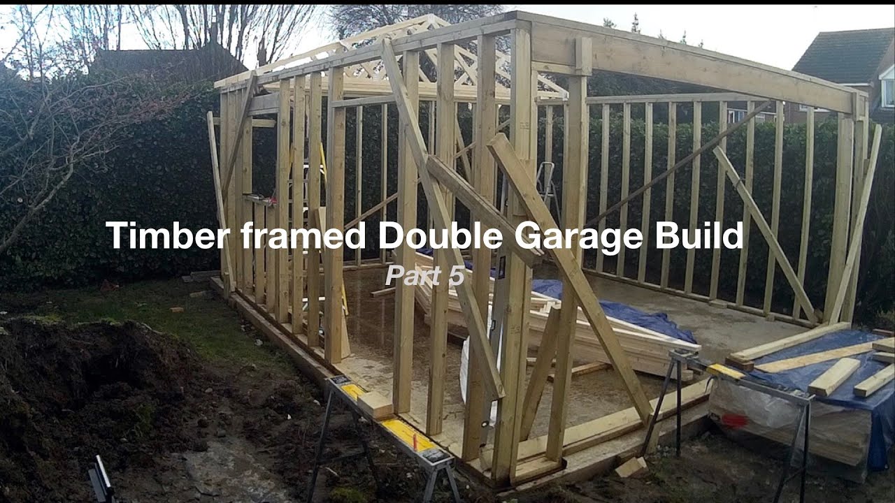 One man DIY Double Timber Garage Build part 5 - installing top plates ...