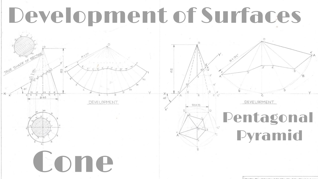 Development of Surfaces SG 20 | Solid Geometry | Cone | Pentagonal ...