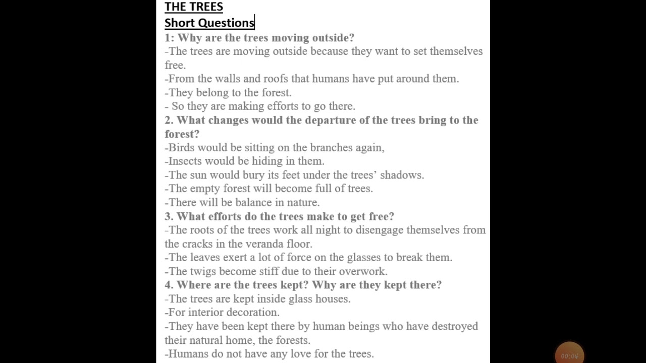 Class 10 English The Trees Poem Discussion Of Short And Long