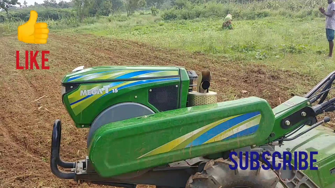 Power Tiller Mega T15 wet field sit and Drive Karthi - YouTube