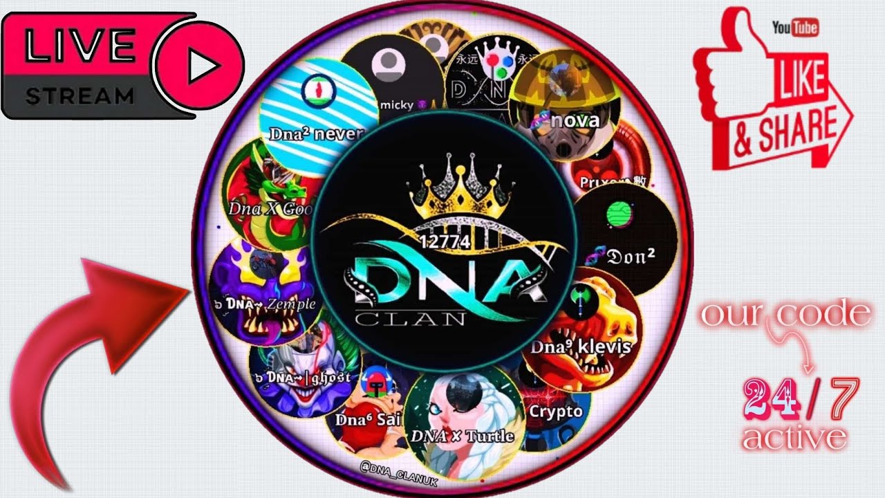 DNA#4k | DNA CLAN Live ️‍🔥| AGAR.IO LIVE | JOIN DISCORD BIGGEST CLAN IN ...