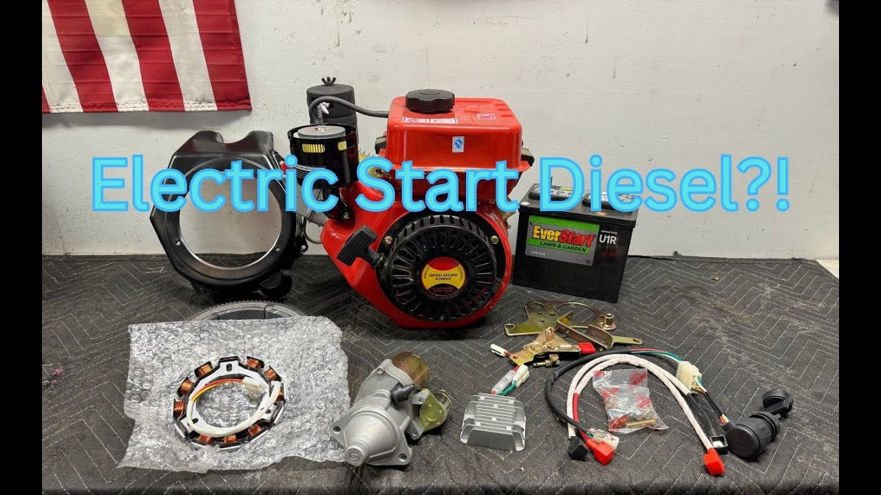 How to: Electric Start Conversion 168F Chinese Diesel Engine - YouTube