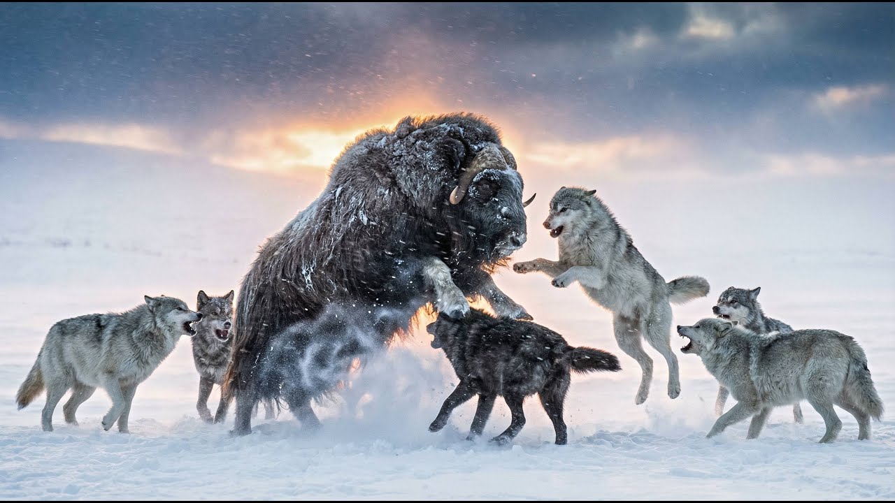 Arctic Wolf vs Musk Ox THE MOST CALCULATED PACK ATTACK - YouTube