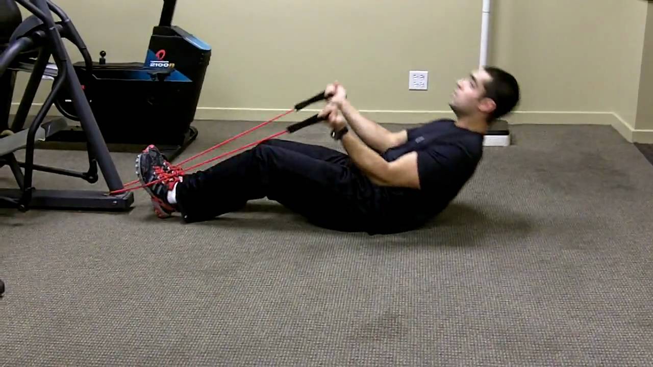 Sit-Ups with Bicep (rubber resistance) - YouTube