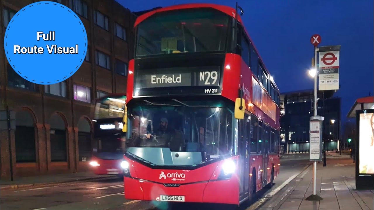 London Bus N29 Full Route Visual- Trafalgar Square to Enfield Town ...