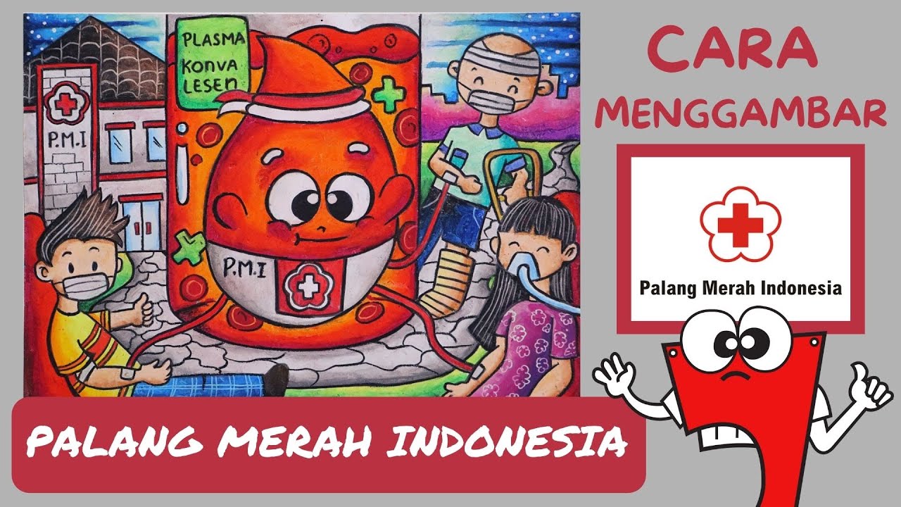 Cara Menggambar Hari Palang Merah Indonesia || Gambar donor darah PMI ...