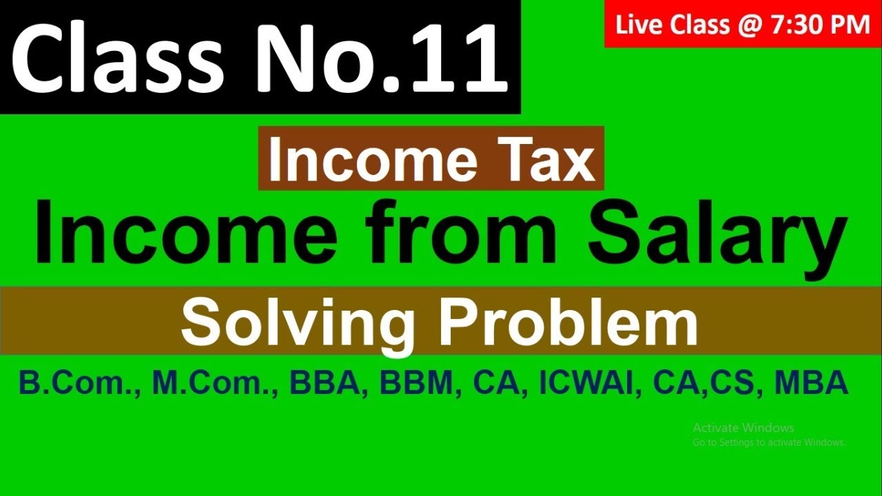 Solving Problem on Income From Salary : Income Tax - YouTube