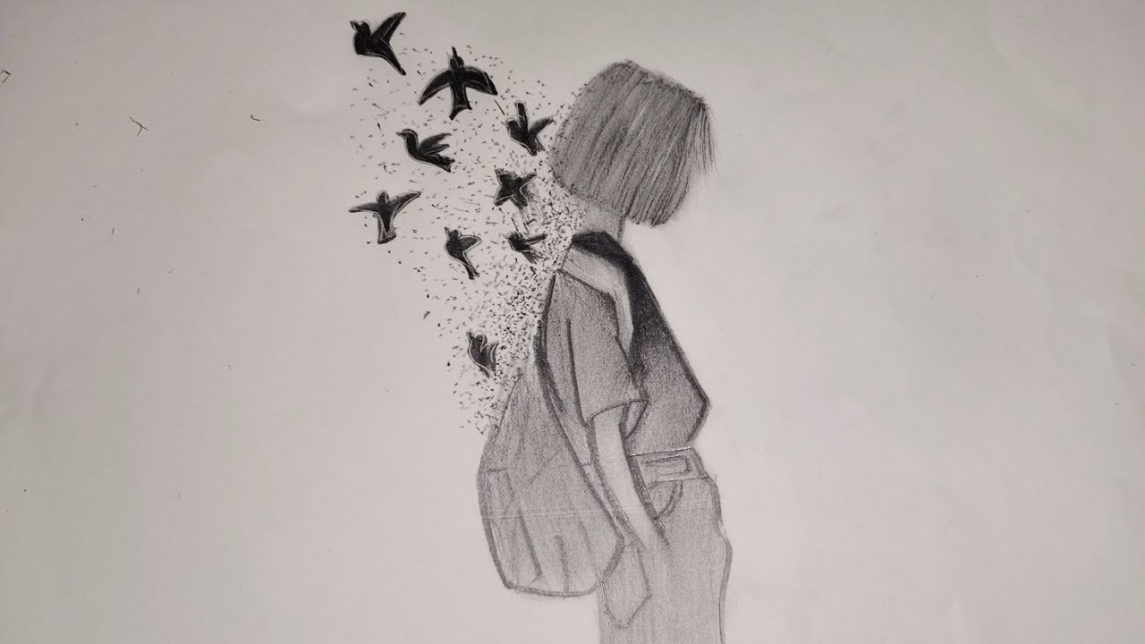 How to draw pencil drawing | hide face girl drawing | #like | #shere ...