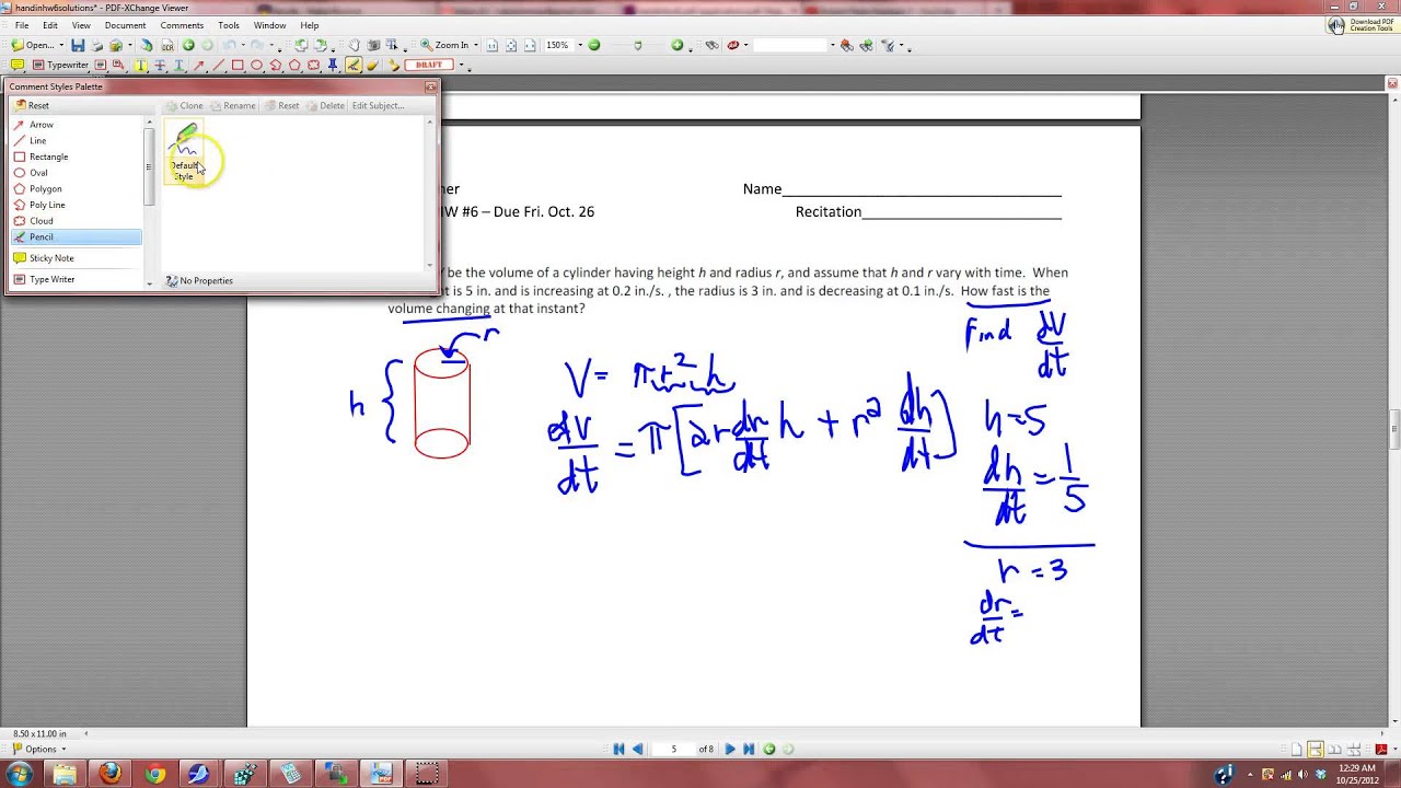 UPenn Math 103 Related Rates Example 4 - YouTube