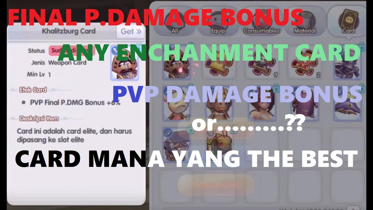 Ragnarok X Next Generation ROX Cards perbedaan P.Damage Bonus Cards ...