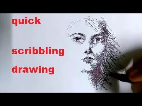 Lets draw a scribble portrait using a pen - YouTube