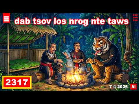 dab hais hmoob - 2317 - 7-4-2026 dab tsov los nrog nte taws, ผีมาผิงไฟ, warm itself.