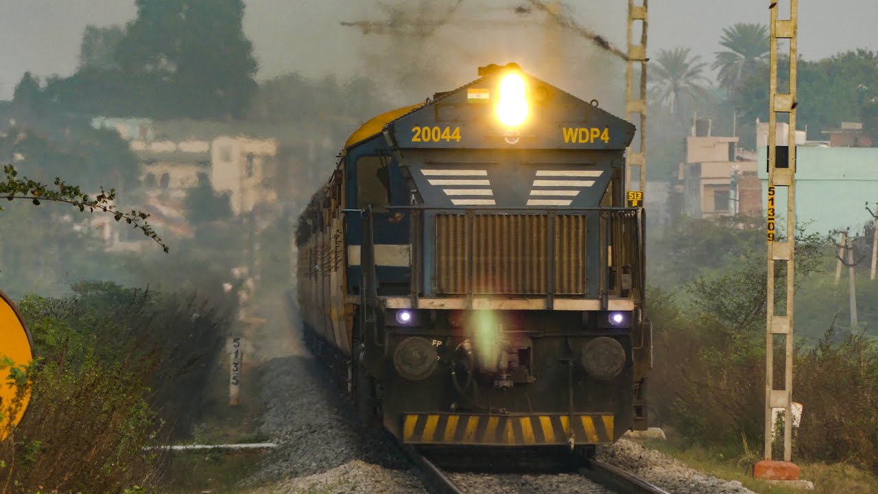 LHF BLUE EMD with LIGHTS on !! Early Morning BODHAN KACHEGUDA Passenger ...