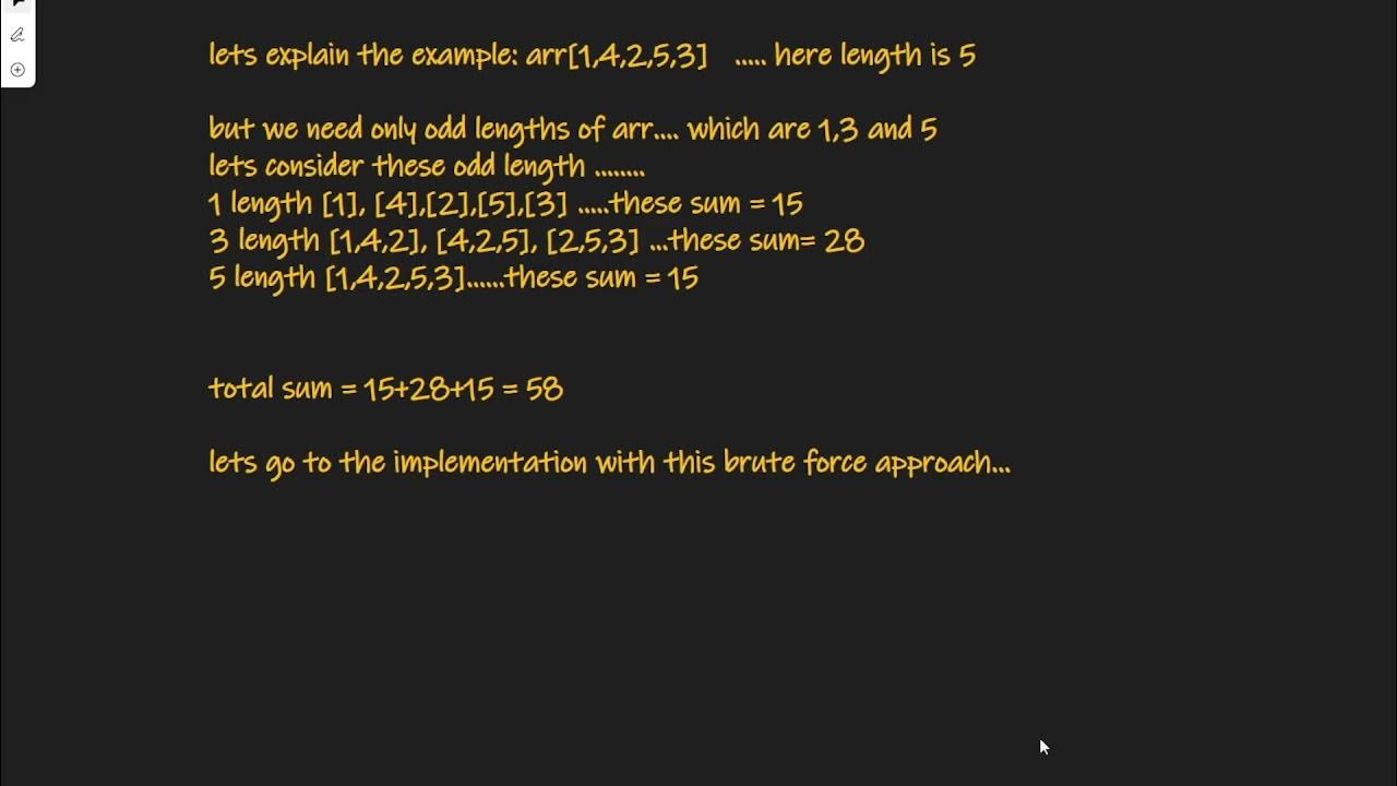 LeetCode | 1588. Sum of All Odd Length Subarrays | Easy to Understand | C# Solution - YouTube