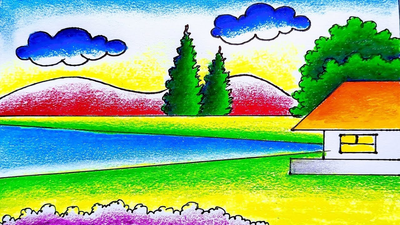 How to draw village drawing / Easy village drawing - YouTube
