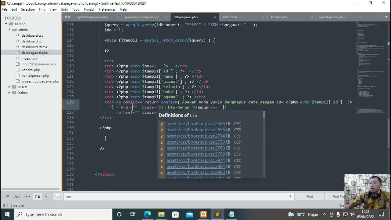 Hapus data di database dengan PHP - CRUD - YouTube