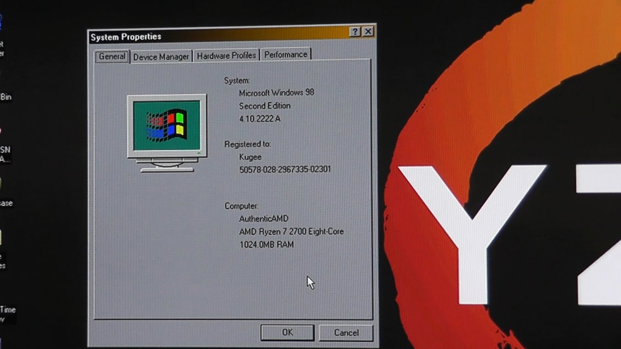 Windows 98 on a Ryzen 7 2700 - YouTube
