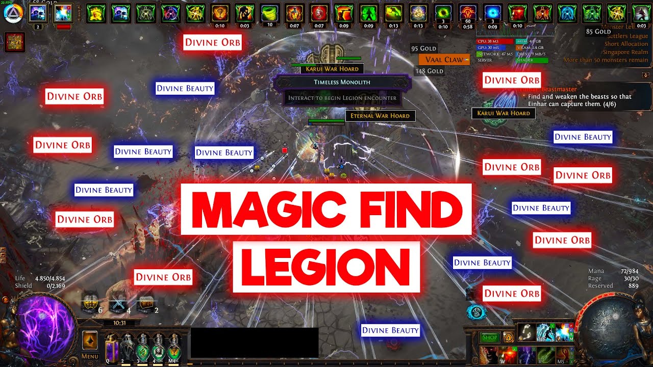 JUICED T16 LEGION WITH MAGIC FIND GEAR (243% RARITY) - POE 3.25 ...