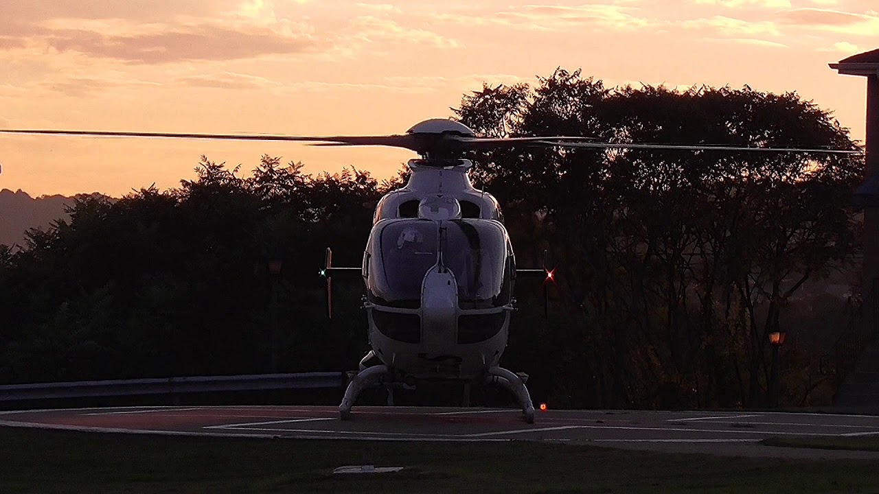 H135 EC-135 Air Ambulance Helicopter Action Landing! Start Up, Take Off ...