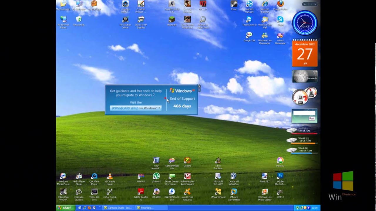 Windows XP EOS Countdown timer bug in Windows Sidebar - YouTube