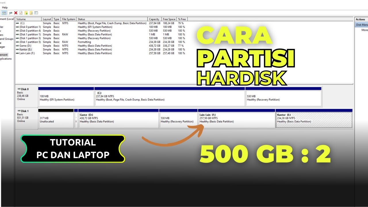Cara Membagi Partisi Hardisk Di Laptop dan PC dengan Mudah - YouTube