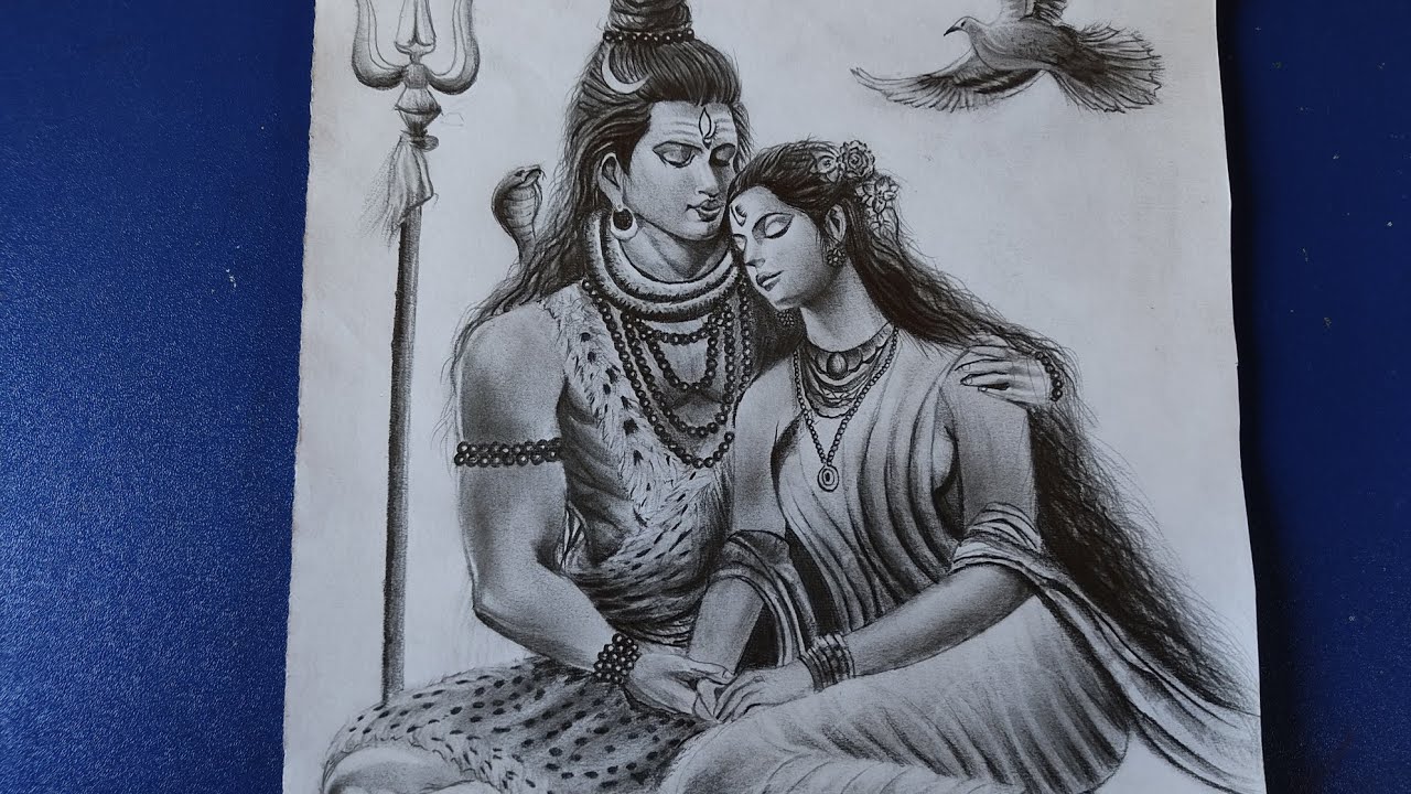 Shiva Parvati Drawing,Mahashivratri Drawing,how to draw mahadev mata ...