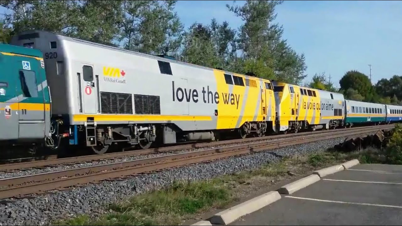 4-Locomotive J-Train - VIA Rail 62 and 52 Rolls through Port Hope ...