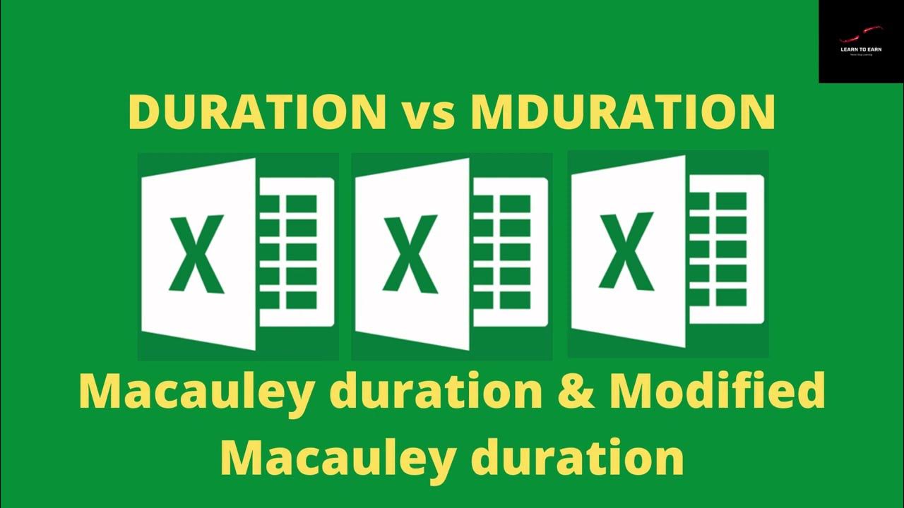 DURATION vs MDURATION function in excel to find Macauley duration & modified duration of bond ...