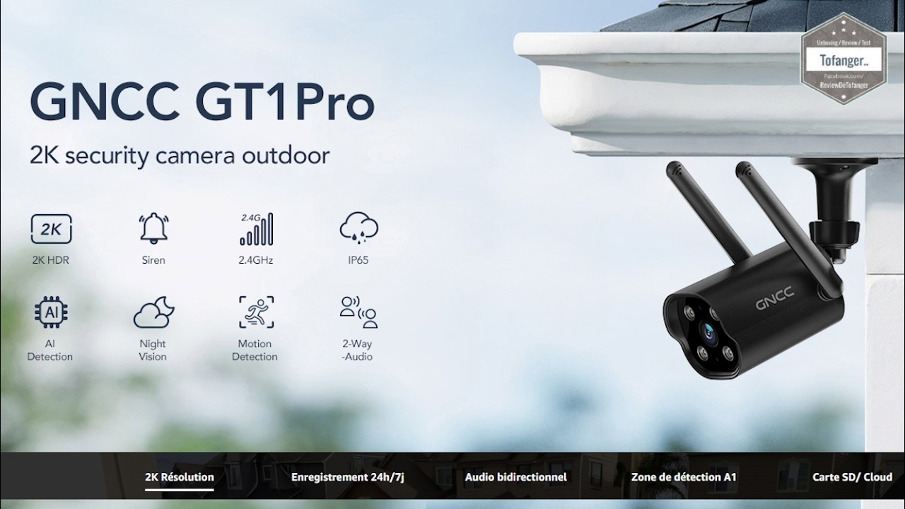 GNCC GT1PRO Camera 2K - App Osaio - Camera surveillance Wifi extérieure ...