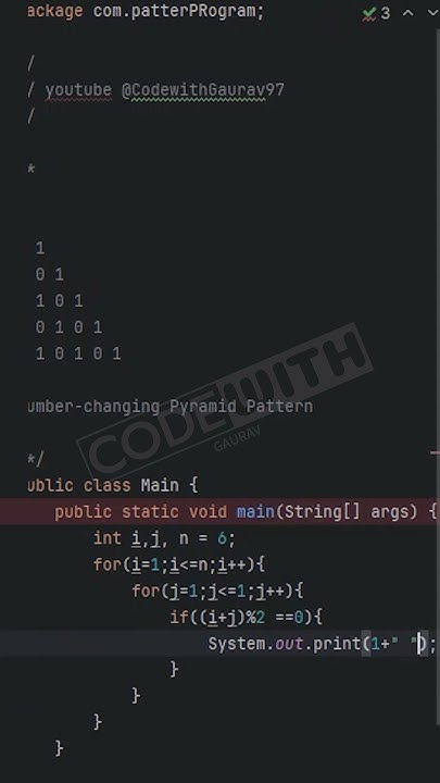 0 1 Number Pyramid Shorts Java Microservice Javatutorial Projects Codingtips Heart