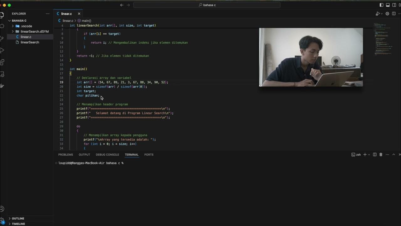 Algoritma Linear Search Rangga Ahmad Fauzan 240101020124 - YouTube