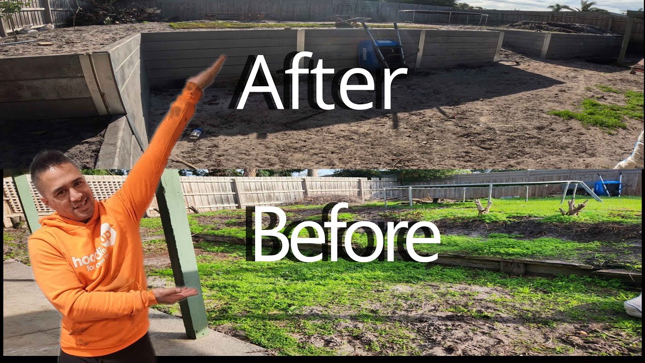 We built a professional looking Concrete Retaining wall in 4 days ...