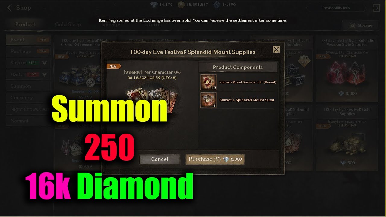 Night Crows Summon 250 & 16K Diamond Spend - YouTube
