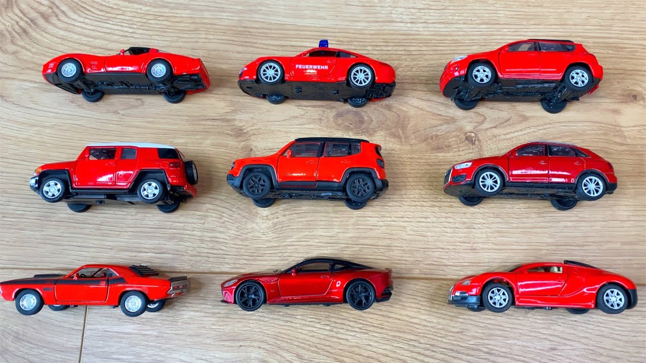 Showing Various Diecast Model Red Cars From The Floor - Red Cars - YouTube