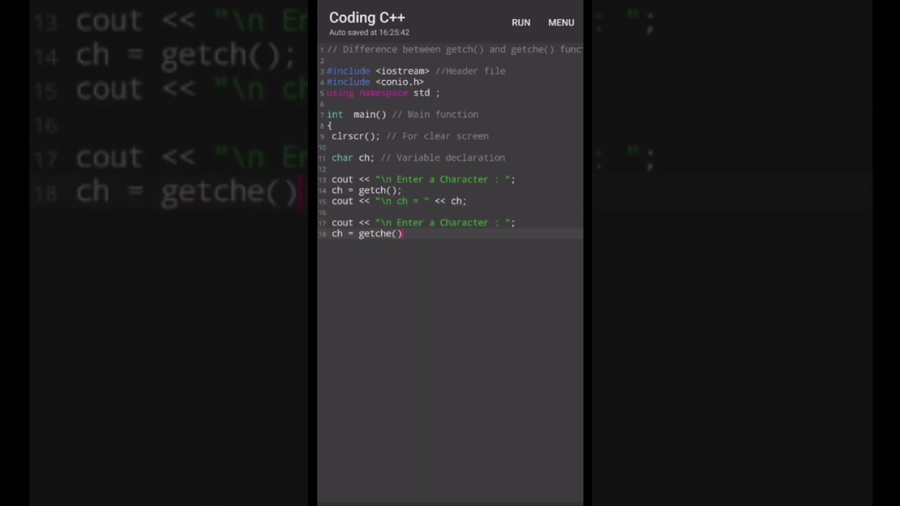 Use Of Getch And Getche Function In C shorts mrjaistech YouTube Use Of Getch And Getche Function In C shorts mrjaistech YouTube