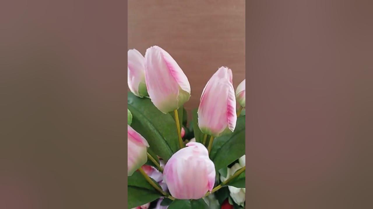 Искусственные цветы букет Тюльпанов реалистичный для декора, 9 голов, 38 см Код: M046-$ - YouTube