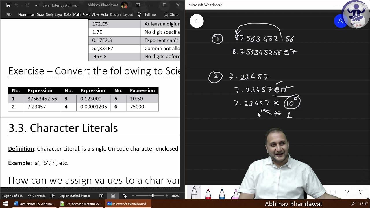 JNP1C4P11 Scientific Notation in Java with example and Character ...