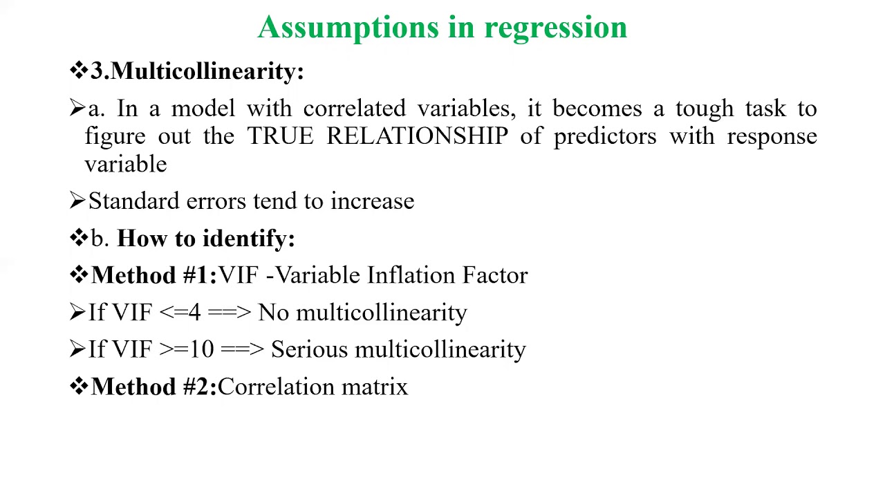 Video 22 Assumptions in Regression Variable Selection Methods - YouTube
