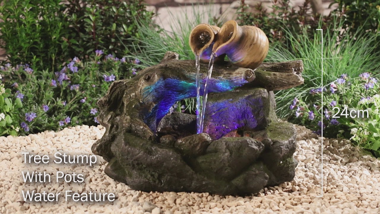 Serenity Table-Top Woodland Pouring Pots Water Feature - YouTube
