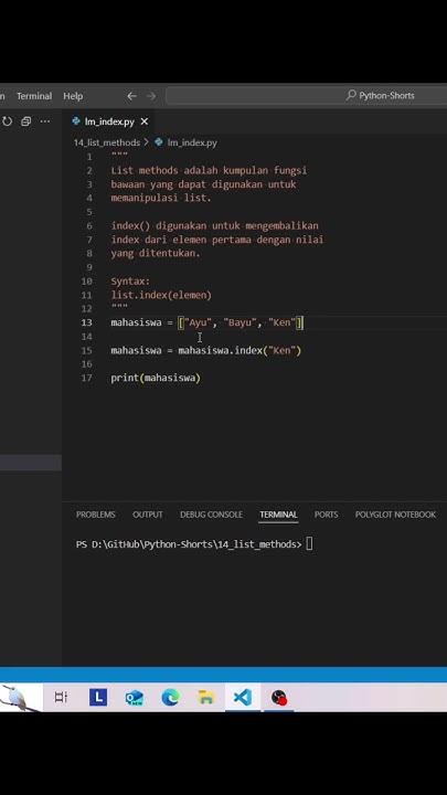 List Methods Index Di Python Dreaviam Coding Programming Python Youtube
