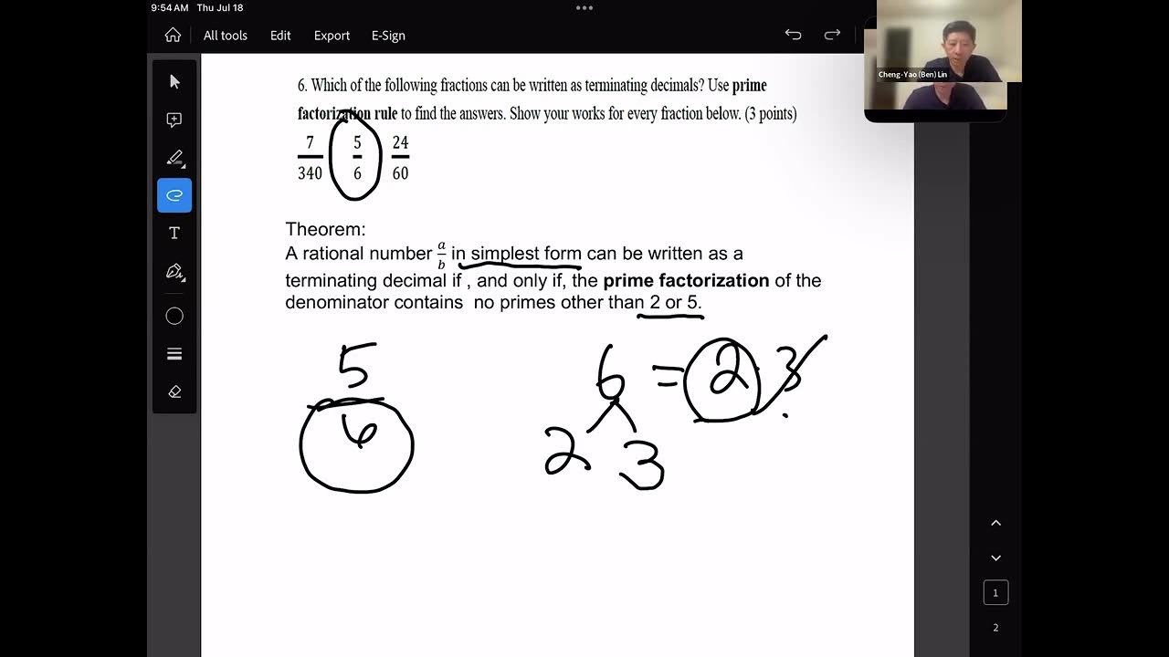 Using Prime Factorization Theorem to determine if a fraction can be written as a terminating ...