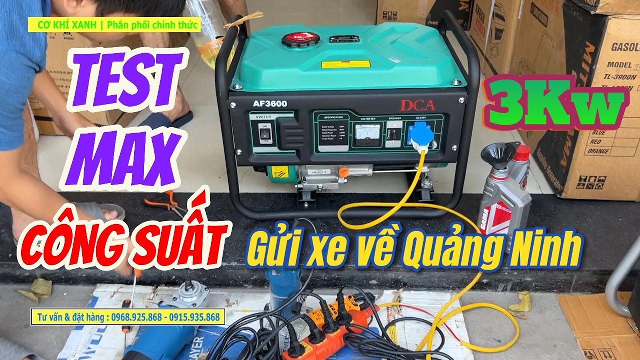TEST MAX CÔNG SUẤT MÁY PHÁT ĐIỆN 3KW GỬI VỀ QUẢNG NINH - YouTube