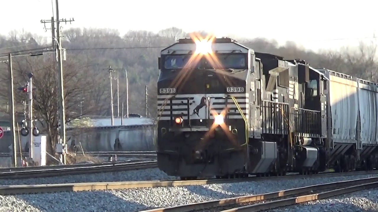 NS Dash 8-40CW 8398 w/ Leslie RS3L & Cool Crew Leads an Empty Grain Train on 3/4/17 - YouTube