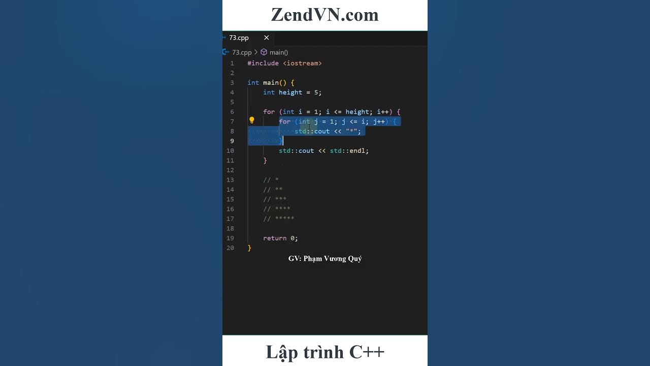 Học C++ - 73 - In tam giác ký tự với chiều cao chỉ định #laptrinh #hoclaptrinh #cplusplus #cpp # ...